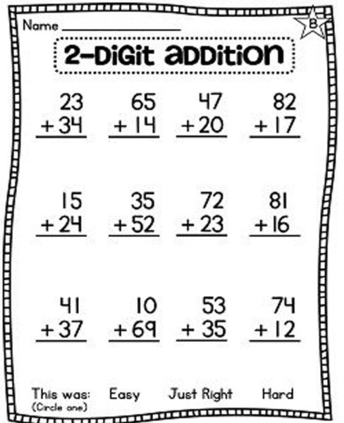 Adding Two Digit Numbers First Grade